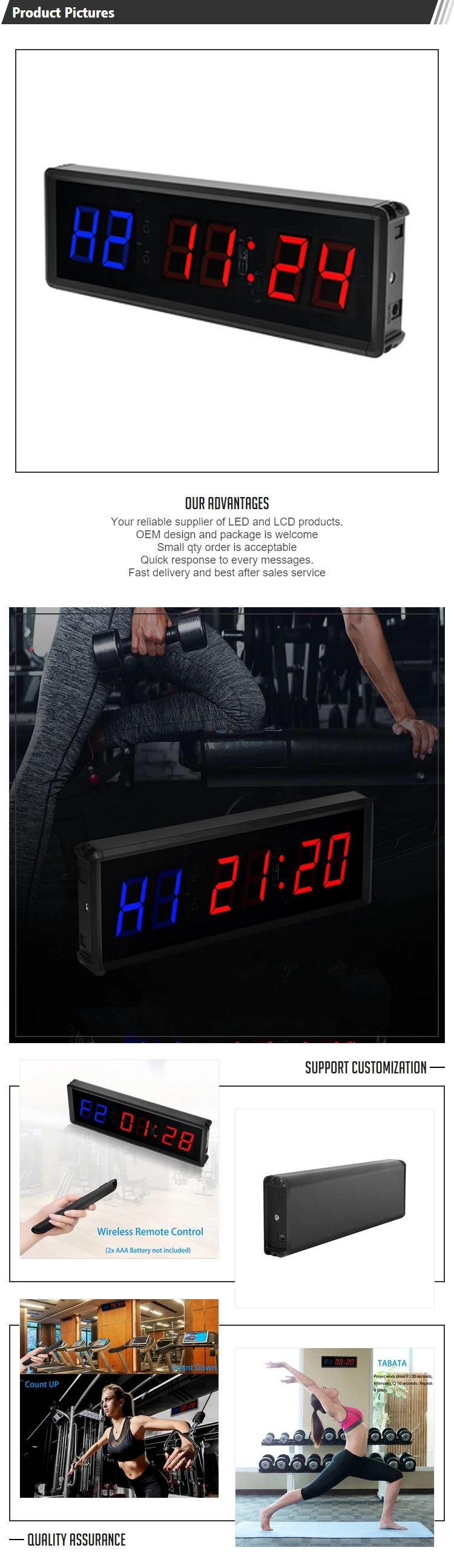 Multifunctional Wireless Countdown Gym Clock Timer Digital Workout ...