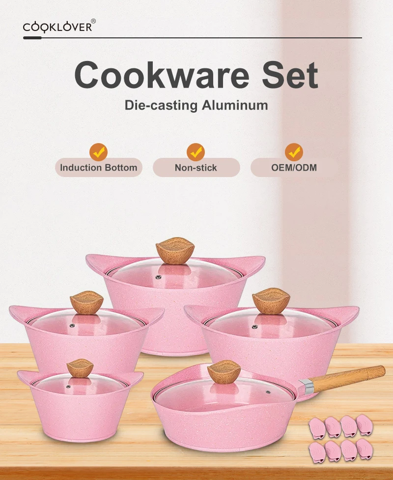 COOKLOVER 10 Piece Cast Aluminum Ceramic Non-Stick Cookware Sets