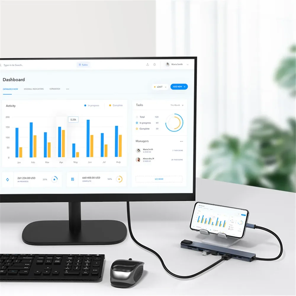 10 In 1 Docking Station Concentrator Usb Hub 2.0 3.0 Adapter Dock Multi ...