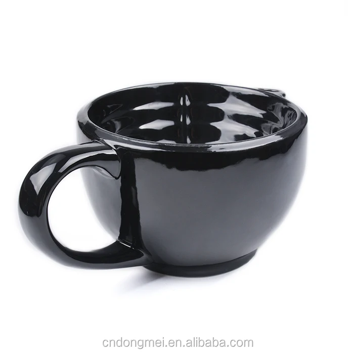 Dongshen Black Porcelain Shaving Scuttle Mug - Keep Lather Warm