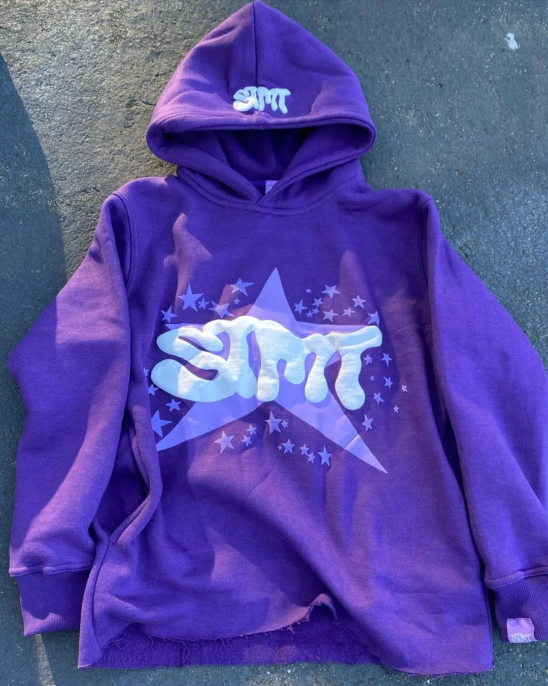 Custom 400gsm French Terry Vintage Foam Print Hoodie Oem No String ...