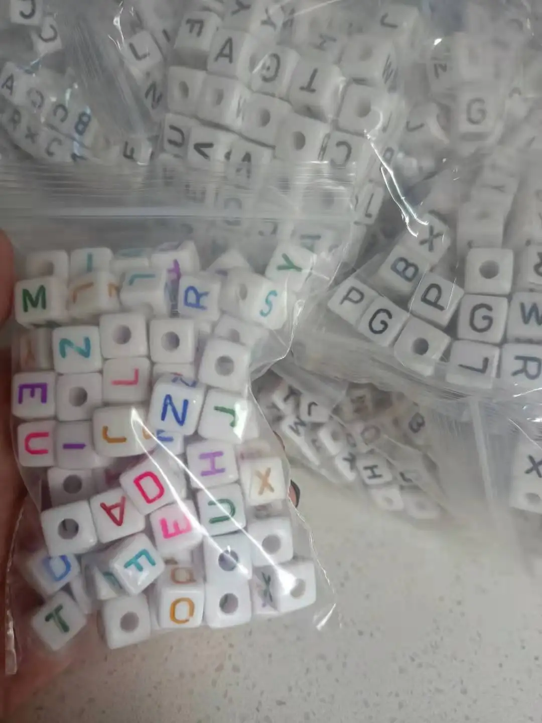 Acrylic Alphabet English Beads 100pcs/bag Loose DIY Beads Square ...