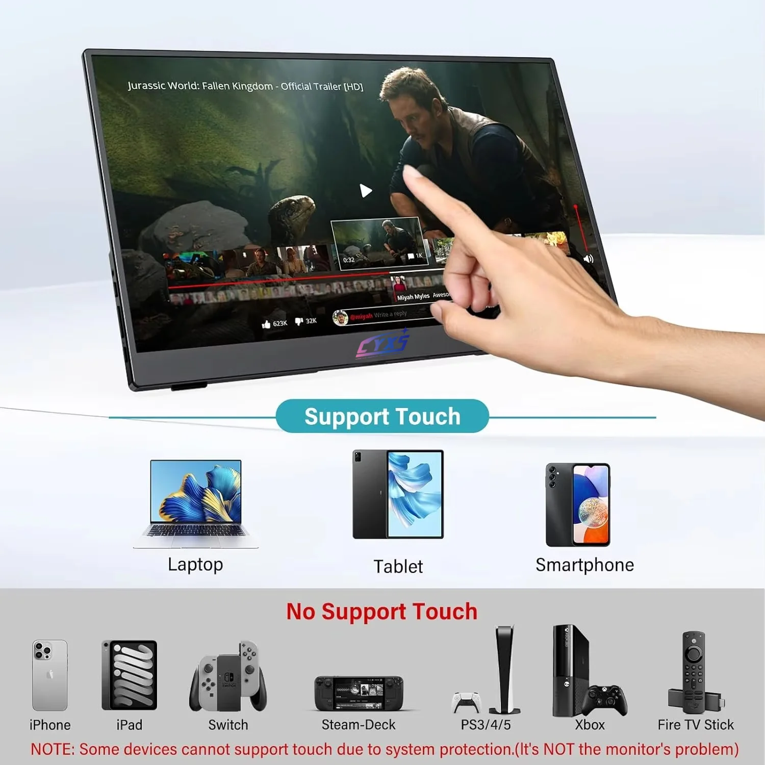 15.6 Inch Screen Portable Touch Monitor Full HD 1920x1080 Ips Screen ...