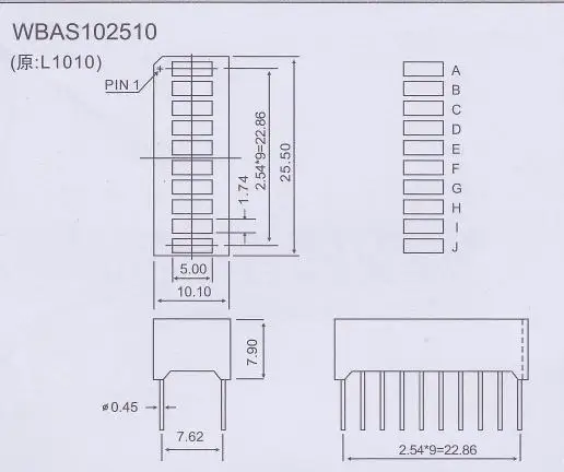 10 Segment Bar Graph LED Display - Super Green - Houkem