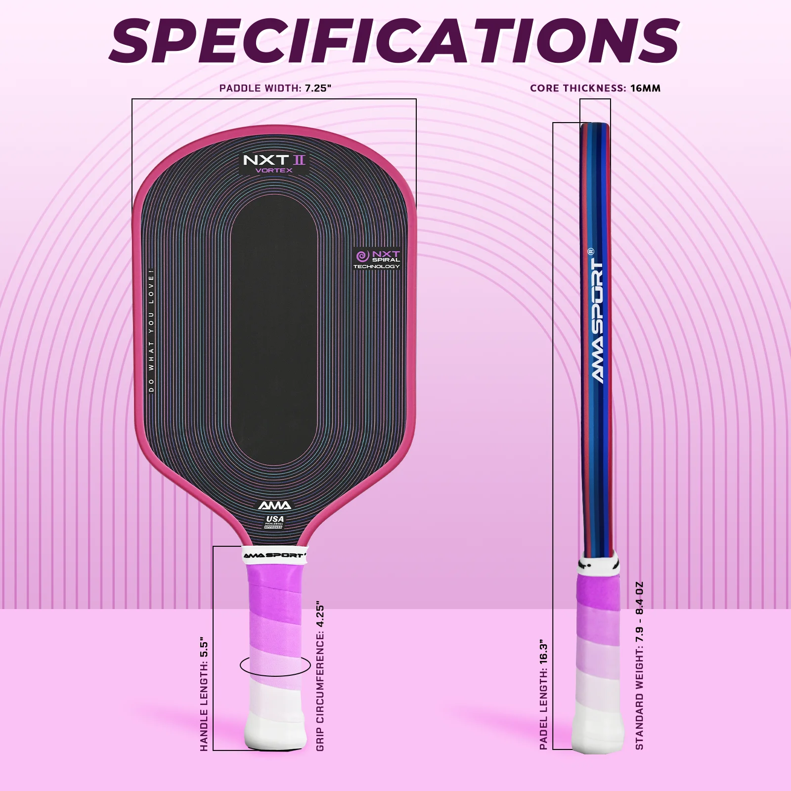 2025 AMA SPORT New Developed NXT II VORTEX Core Pickleball Paddle 16MM Toray T700 Carbon Fiber ...