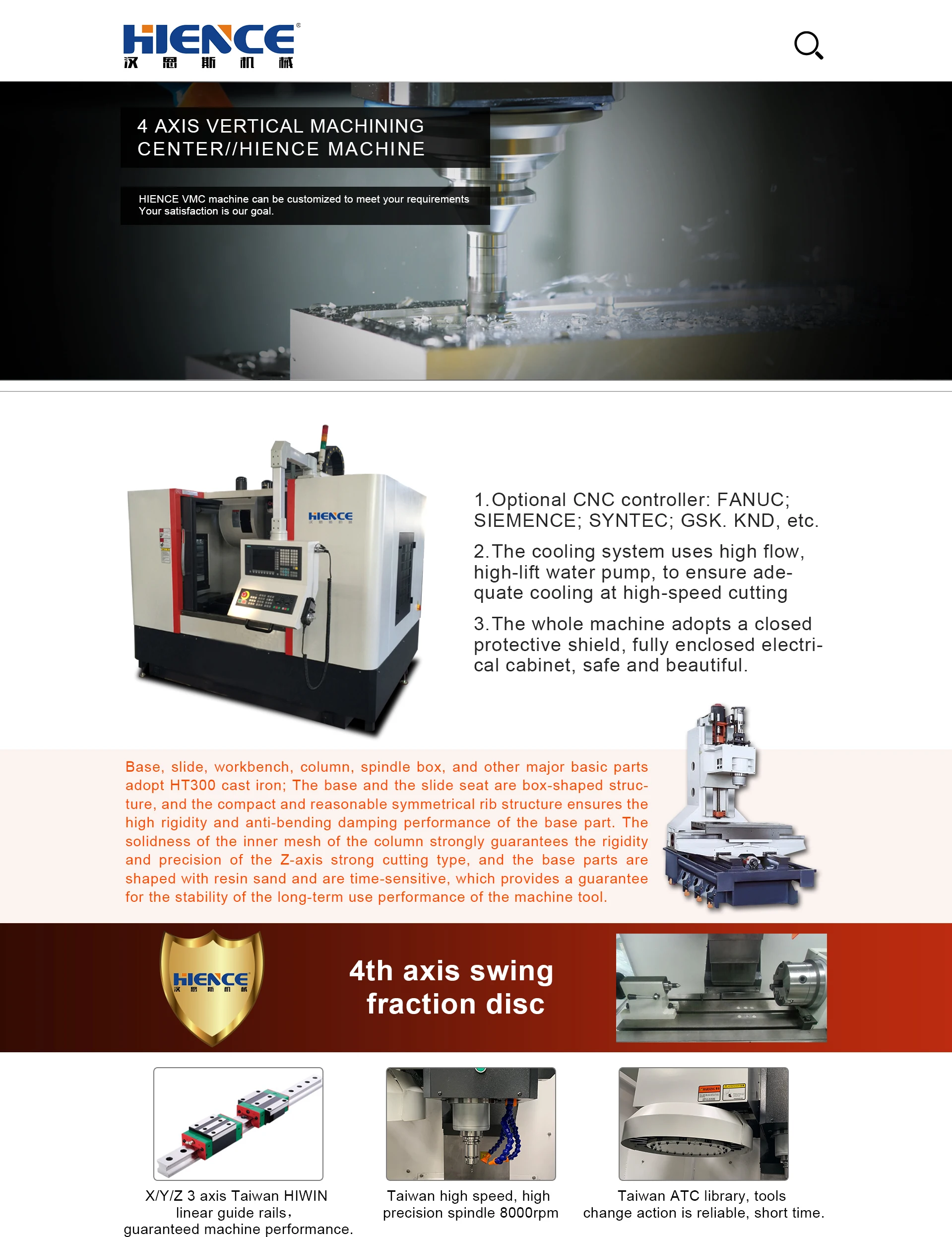 Chinese Fanuc 5- Axis Cnc Metal Vertical Milling Machine Prices VMC850L ...