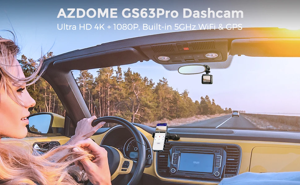 AZDOME Gs63pro 4K Dash Cam - Dual Lens, 2.4'' Screen