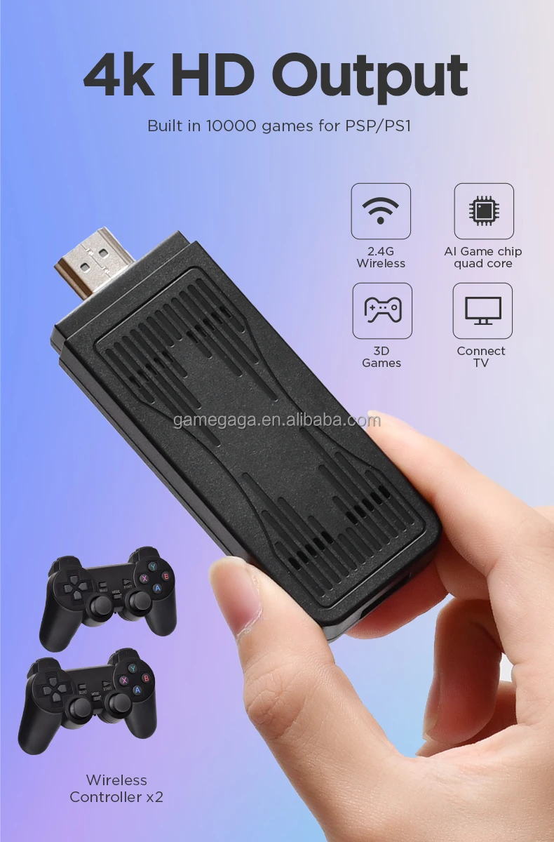 U9 Pro Game Stick 4k Hd Video Game Console 64gb 3d Games Retro Gaming ...