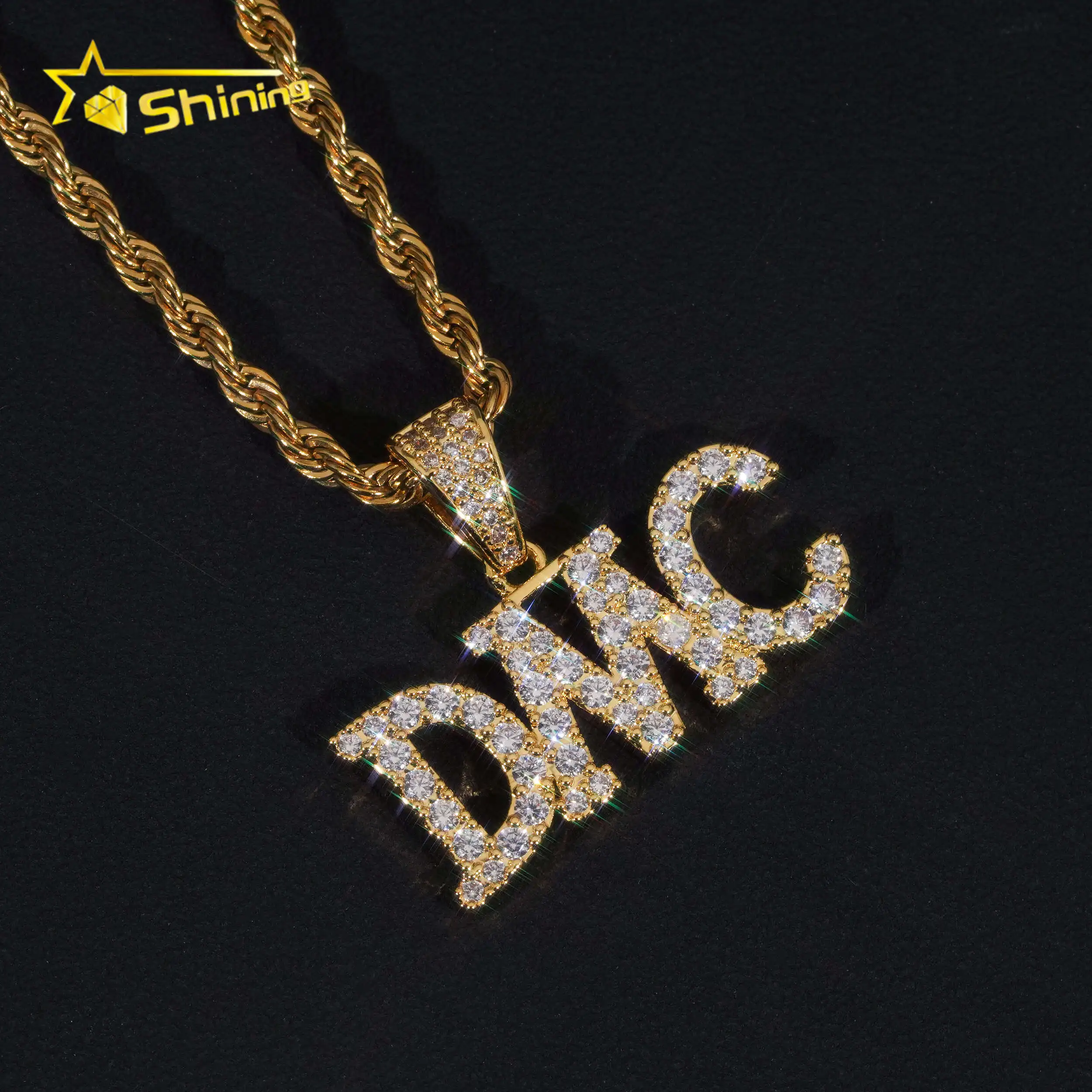 Custom Hip Hop Iced Out Pendant Moissanite 925 Sterling Silver Gold ...