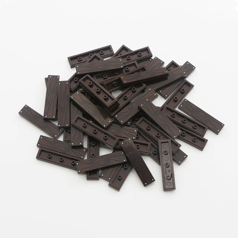 City Moc Brick Wood Grain Building Blocks Printed Tile 1x4 Pattern ...