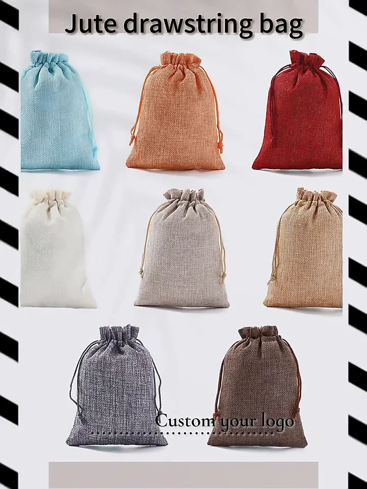 Wholesale New Jute Drawstring Bag Quality Laminated Reusable Customized ...