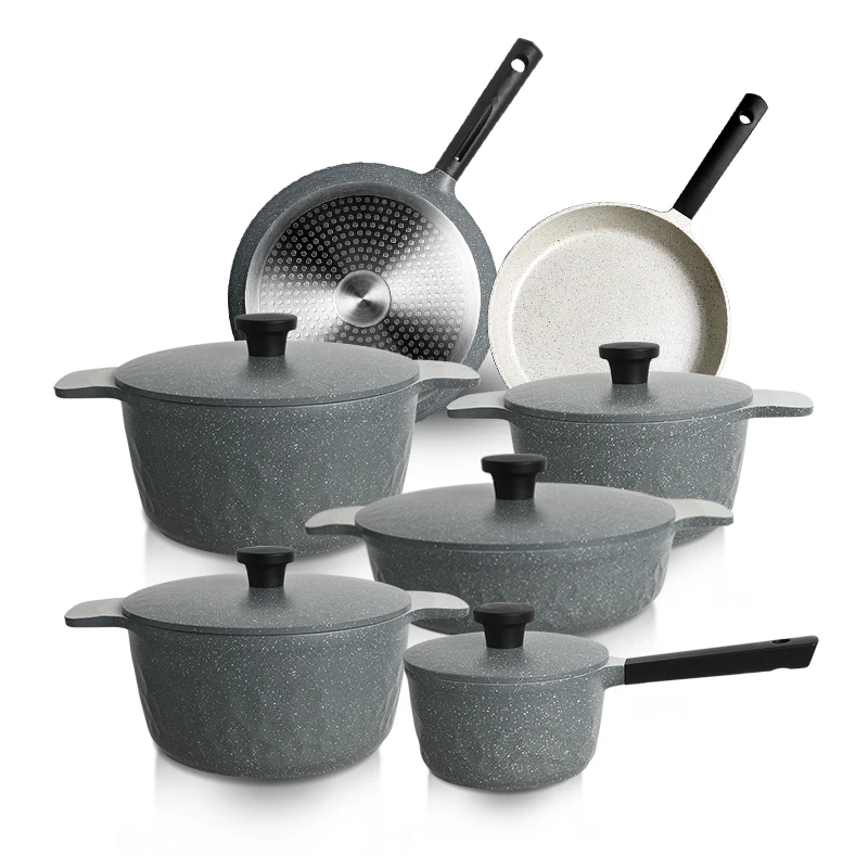12pcs Die Cast Cookware Set - Nonstick, Durable, and Versatile