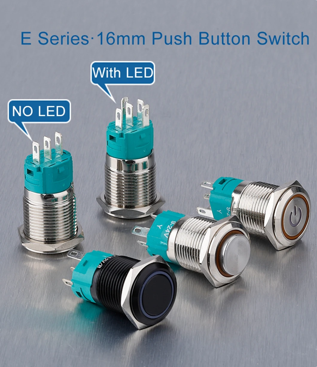 Abilkeen 1no1nc/1no/2no2nc Metal Push Button 5a Luminous Voltage 24v Chrome Metal Push Button ...