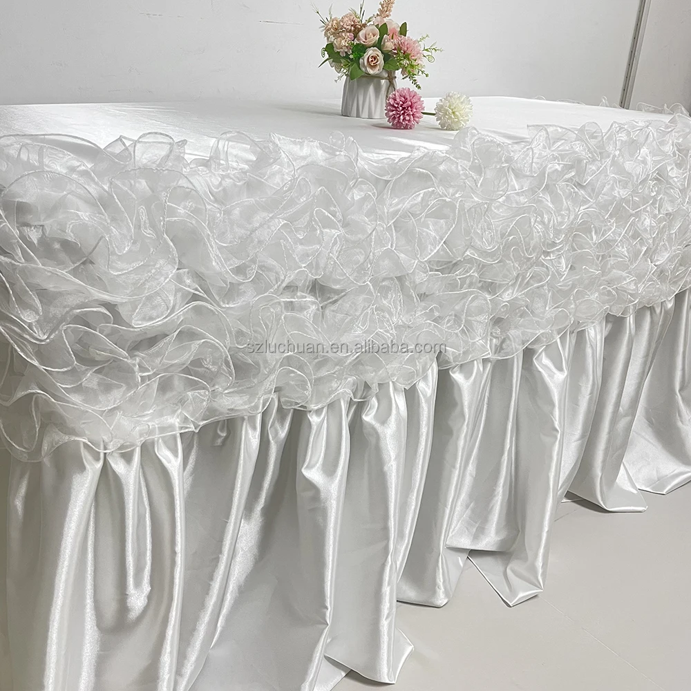 Rose Gold Organza Ruffled Tablecloth For Weddings & Events - Custom Oem ...