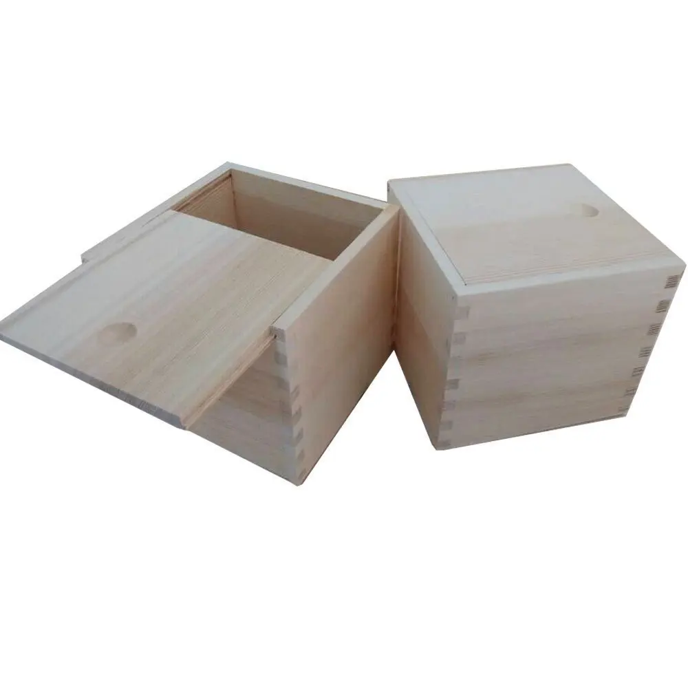 Custom Boxwood Basswood Beech Pine Wood Sliding Lid Box
