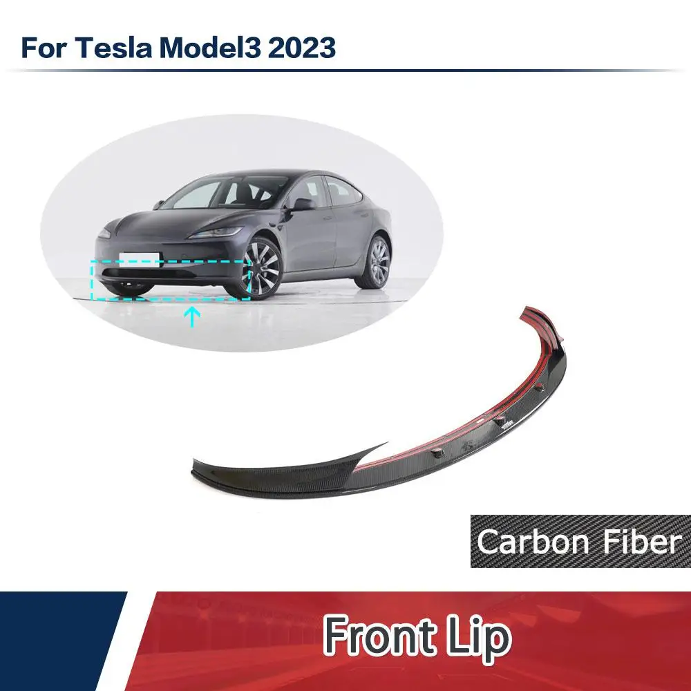 For 2020-2023 Tesla Model 3 Pre-preg Carbon Fiber Front Bumper Lip ...