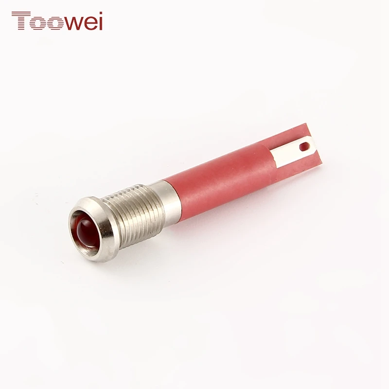 6mm 12 Volt Red Led Waterproof Metal Indicator Lights With Wire For Car ...