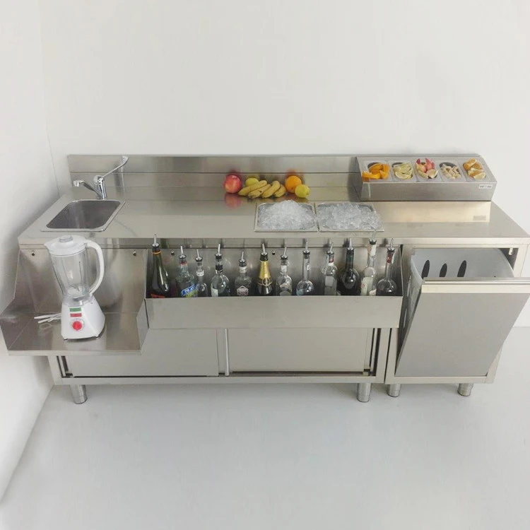 Stainless Steel Drink Bar Interior Cocktail Bar Station Design ...