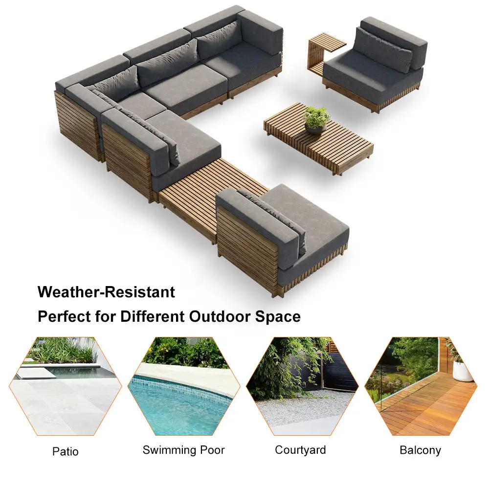 Outdoor Luxury Modular Teak Outdoor Sofa Sectional Patio Furniture ...