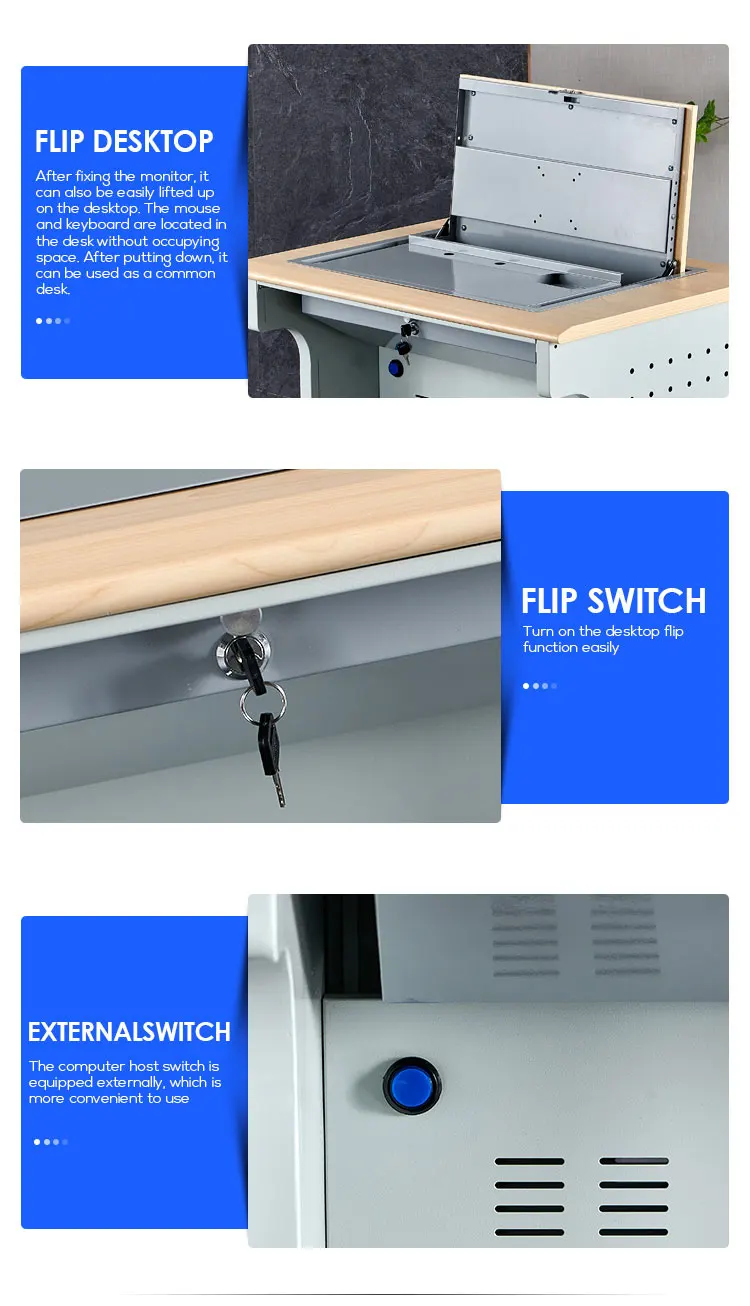Flip Top Lockable Lcd Holder Wood Top Teacher Students Table Recessed ...