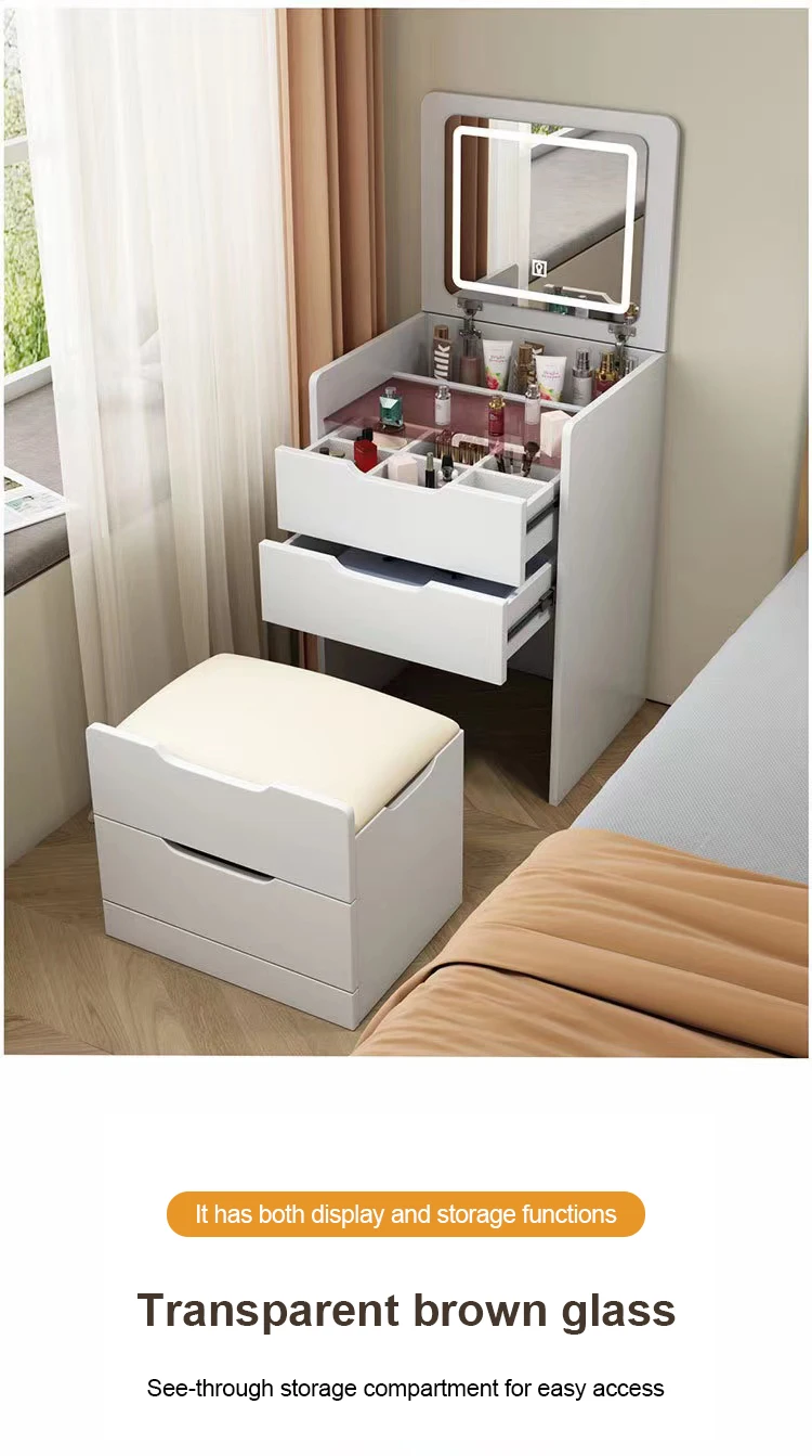 Dressing Table with Flip Top - Multi-Functional Storage