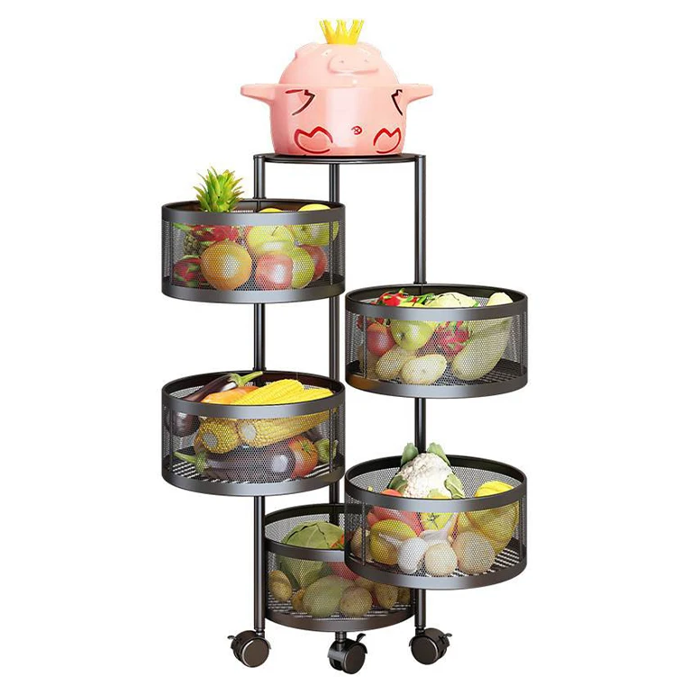 Factory Wholesale Kitchen rotating vegetable storage rack floor multi ...