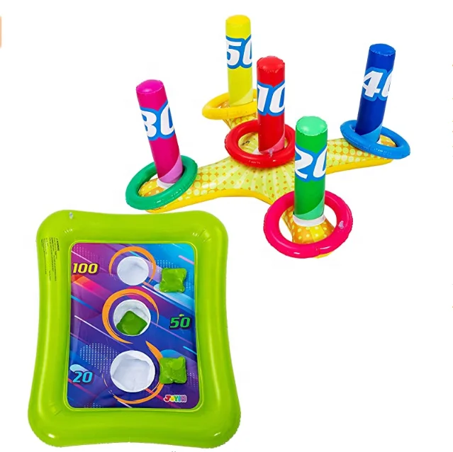 Inflatable Ring Toss Float Set Party Game Toys Kids Adults Family Pool ...
