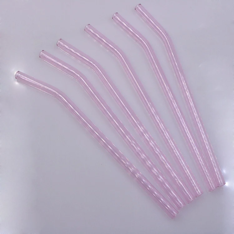 Eco Friendly Reusable Borosilicate Bent Curved Pink Glass Straw - Buy ...