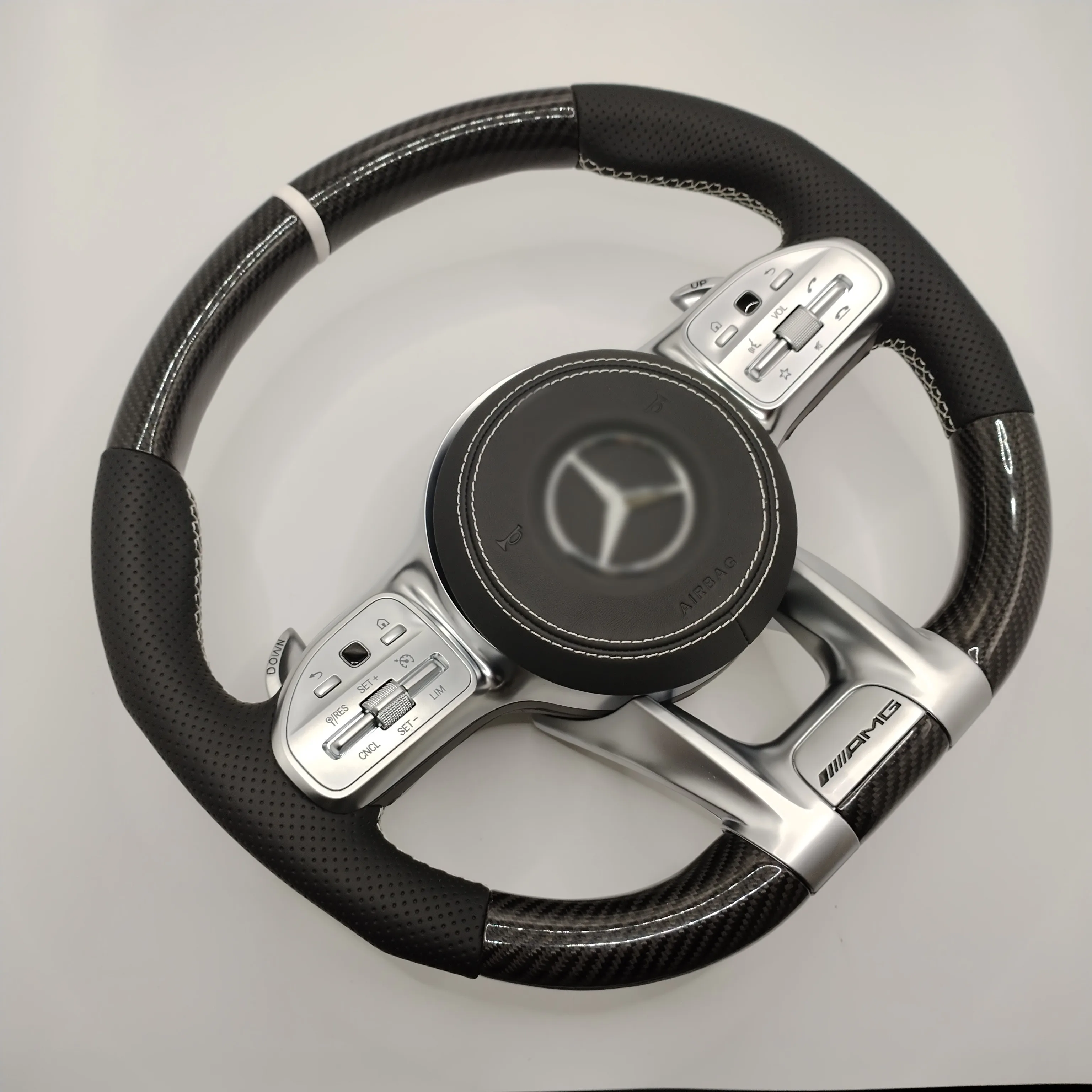 For Mercedes-benz W205 W211 Amg Gt Leather Steering Wheel A-mg Leather ...