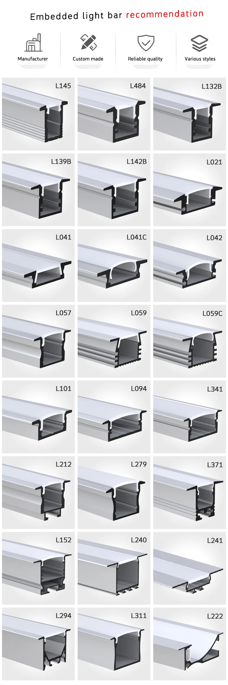Baiwei Black Extrusion Aluminium Profile for LED Lighting