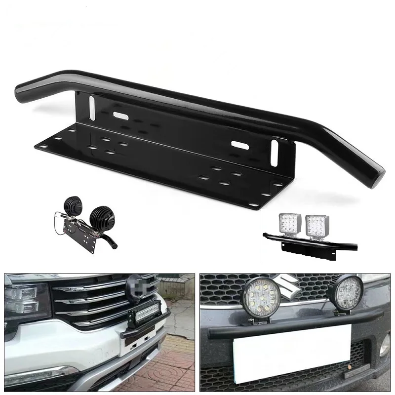 Universal Bull Bar Front Bumper License Plate Frame Log Light Mount ...