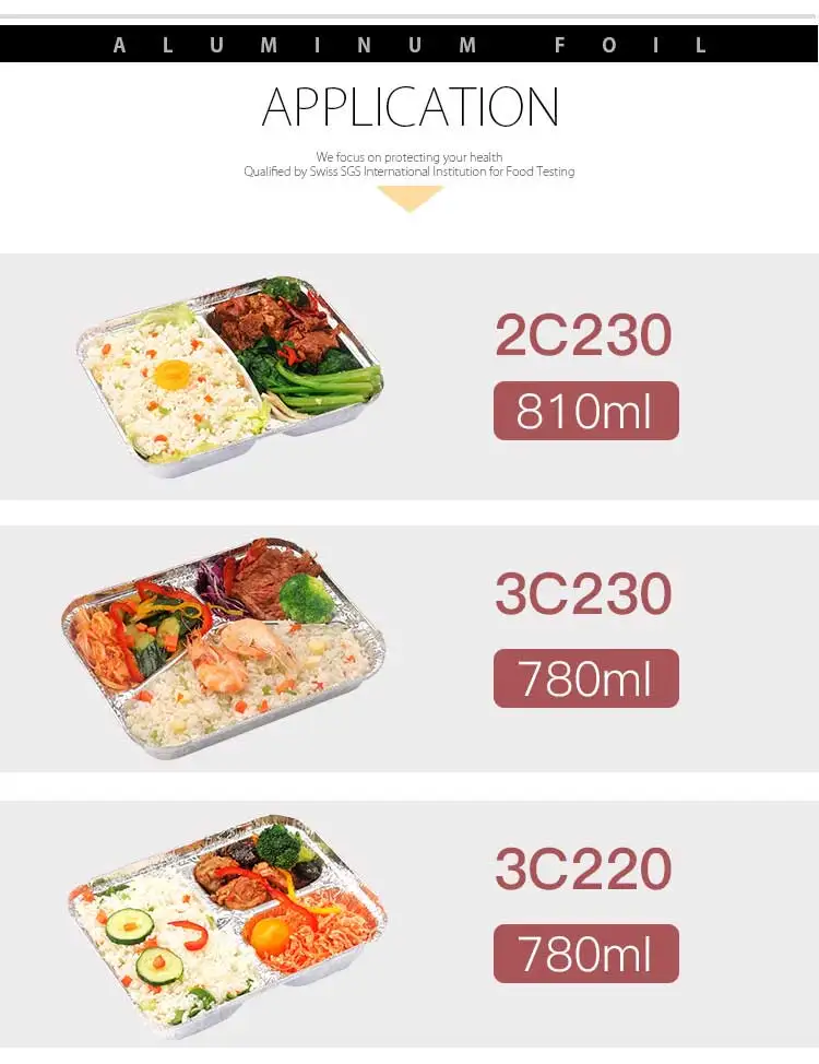 3 Compartment Disposable Aluminum Foil Pan Plates Food Grade Packaging ...