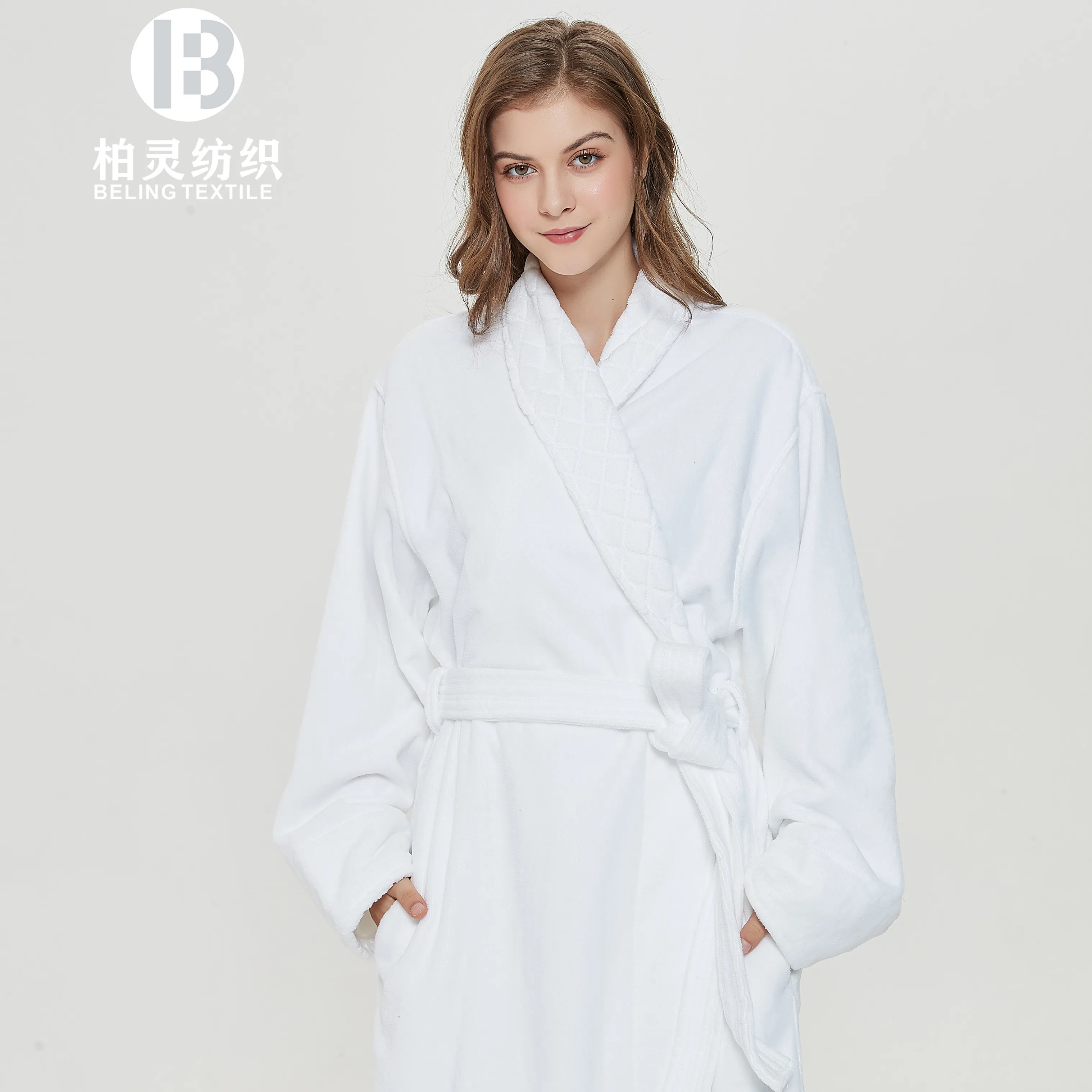 Wholesale Luxury Hotel White Velvet Bathrobe Terry Velour Spa Robe ...