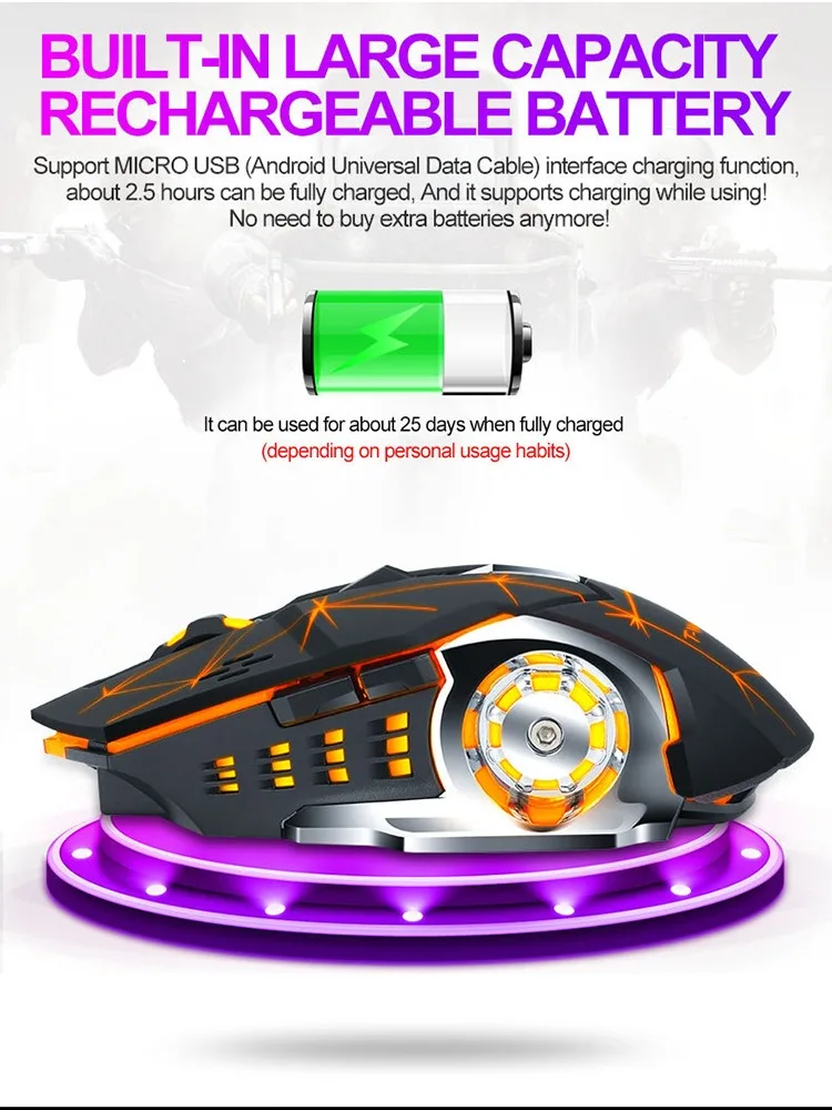 Amazon custom Q14 wireless mouse silent glowing gaming high resolution mouse dual mode business ...