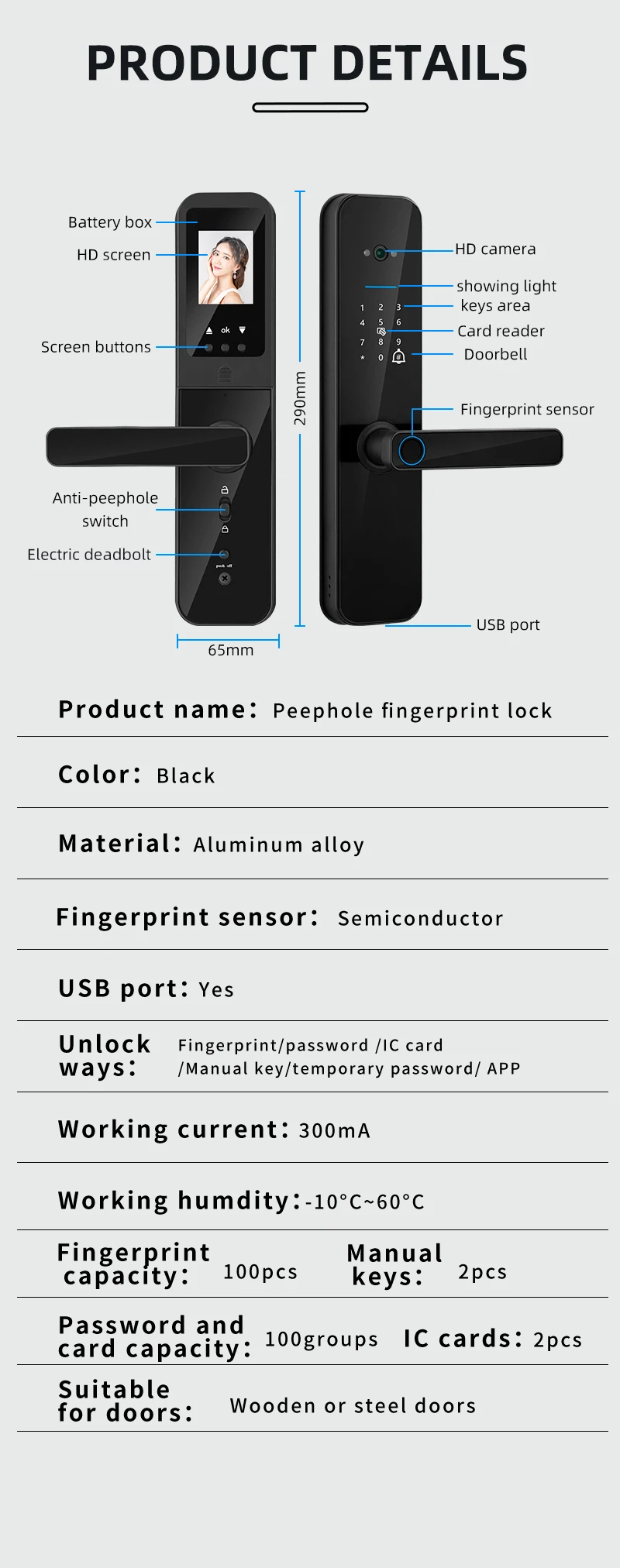 Keyless Security Smart Lock Door - Waterproof & Fingerprint