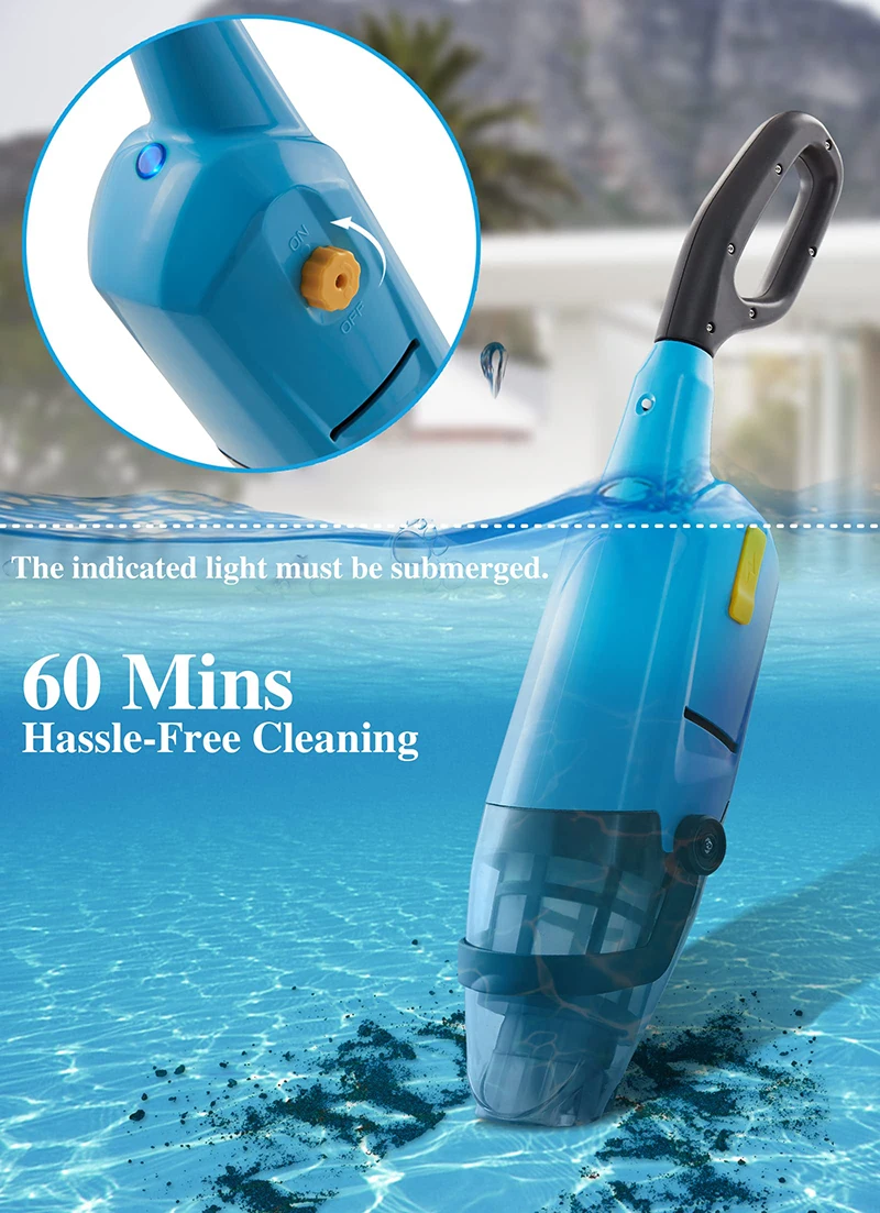 Cordless Vacuum Cleaner Handheld Rechargeable Spa Suction Swimming Pool ...