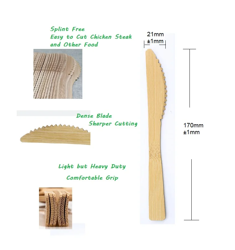 Single Use Utensils Disposable Bamboo Knife Fork Spoon Napkin Cutlery ...