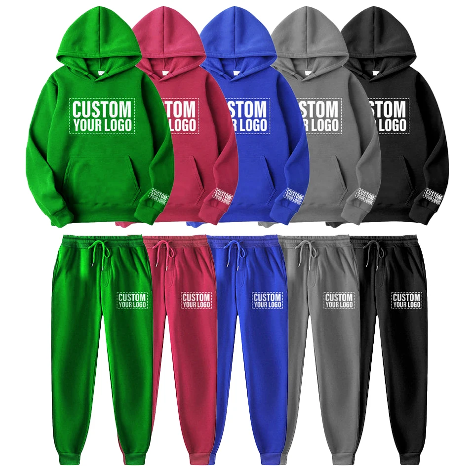 Custom Embroidery Printing All Colors Cotton Heavy Thick Hoddies Sets ...