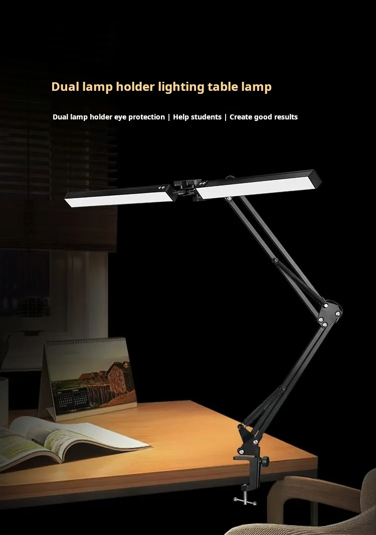 Led Folding Aluminum Double Desk Lamp for Reading Architect Clip on ...