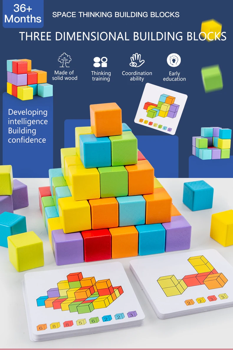 Children's Cube Space Thinking Building Blocks Preschool 3d Puzzle Thinking Training Education ...