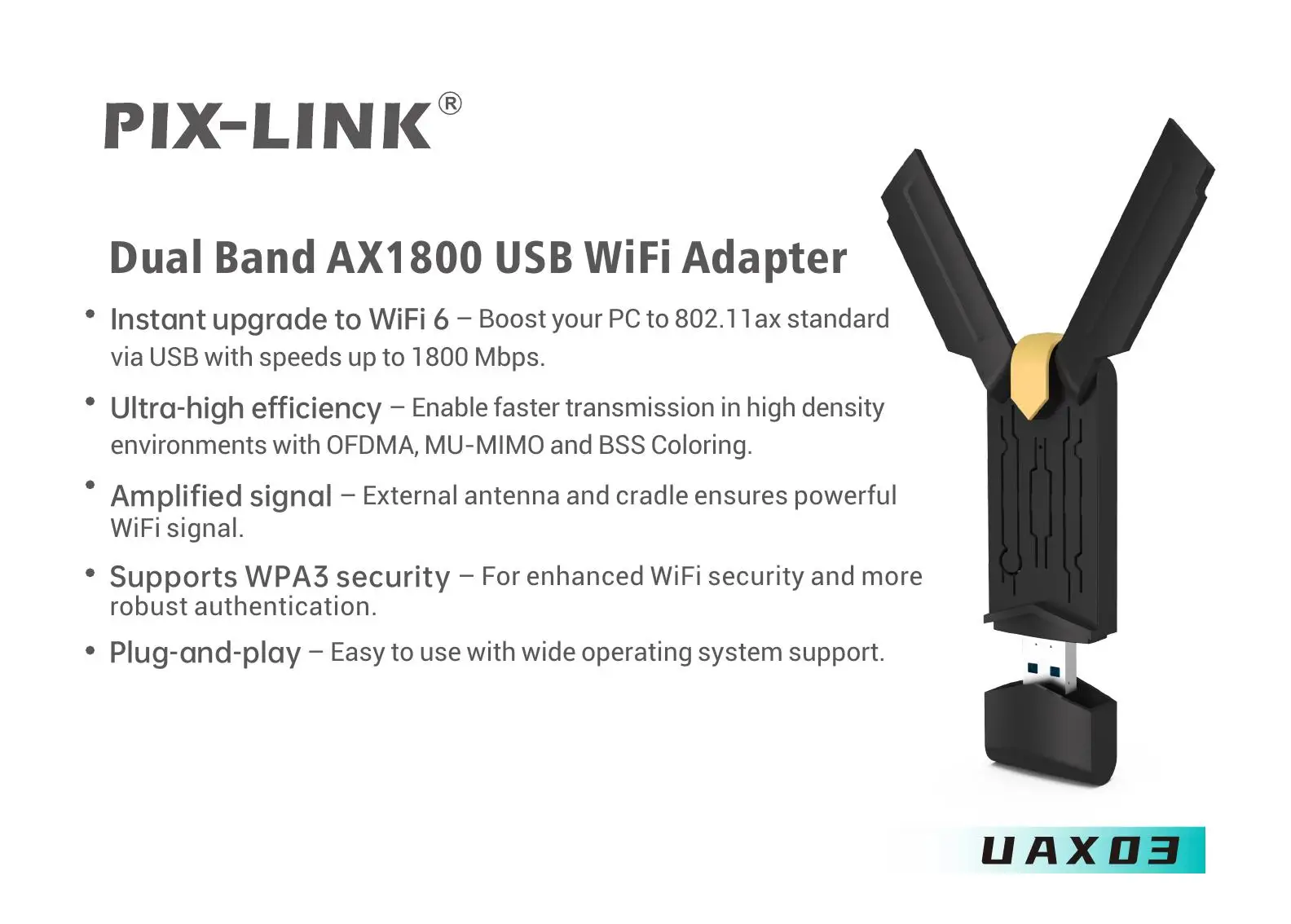 1800m Usb Wifi 6 Adapter Dual Antenna Network Card Ax1800 Dual Band 2.4g 5g Wifi Adapter For Pc ...