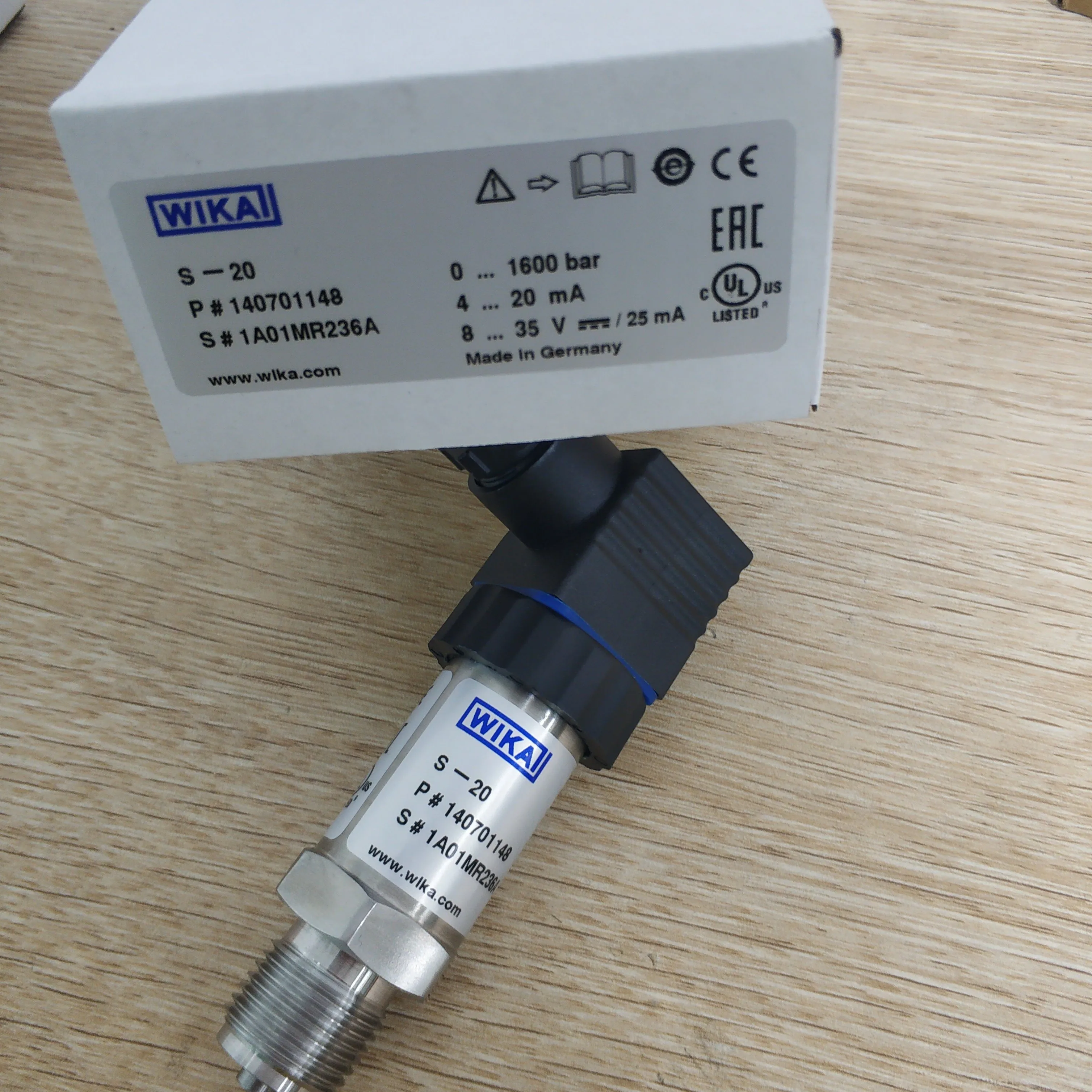 Wika Pressure Sensor S-20 0-1600bar 4-20ma 8-35v G1/2 Pressure ...