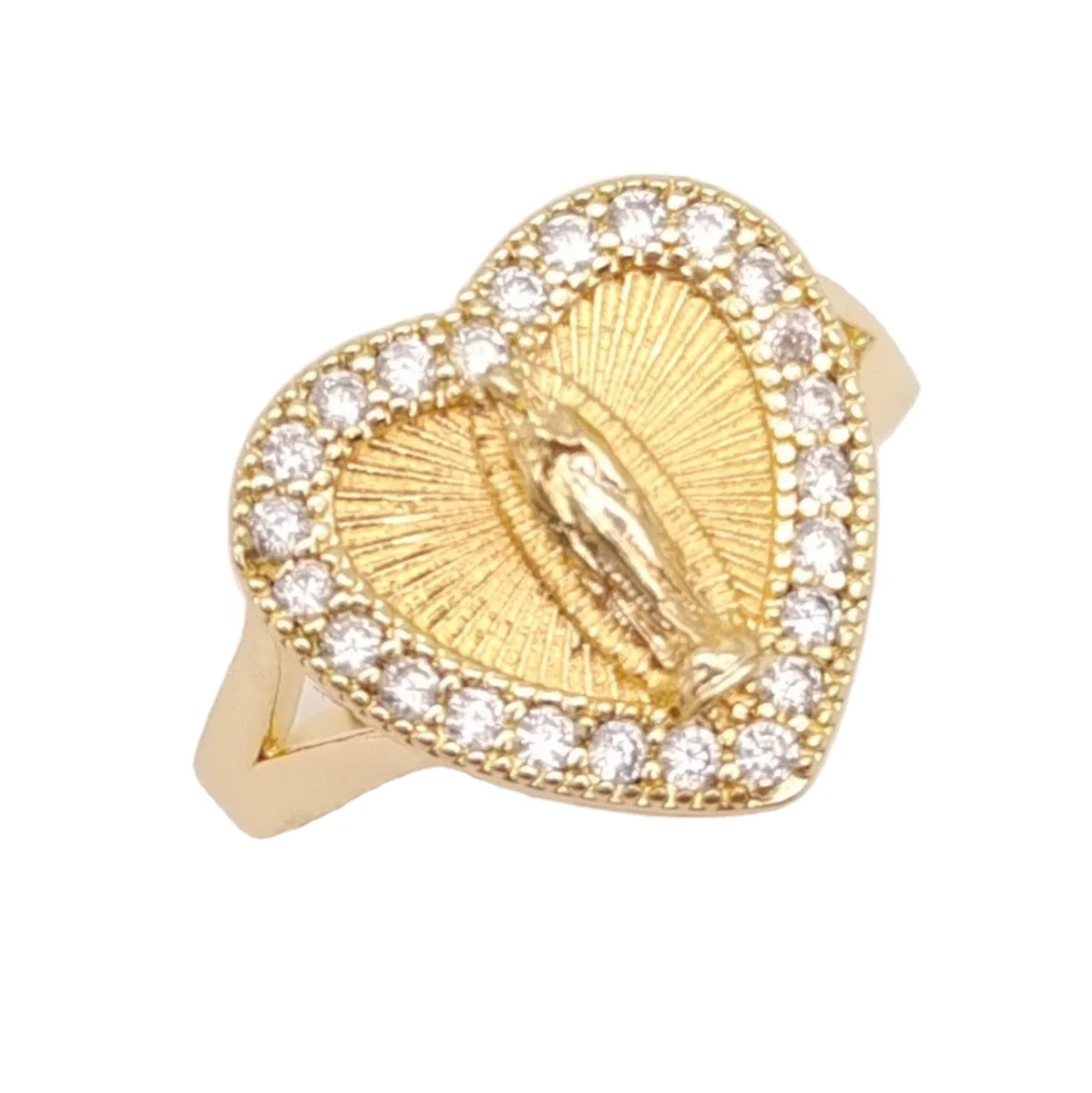 Virgin Mother Mary Zircon Rings 14k Gold Filled Ring Sacred Heart Of ...