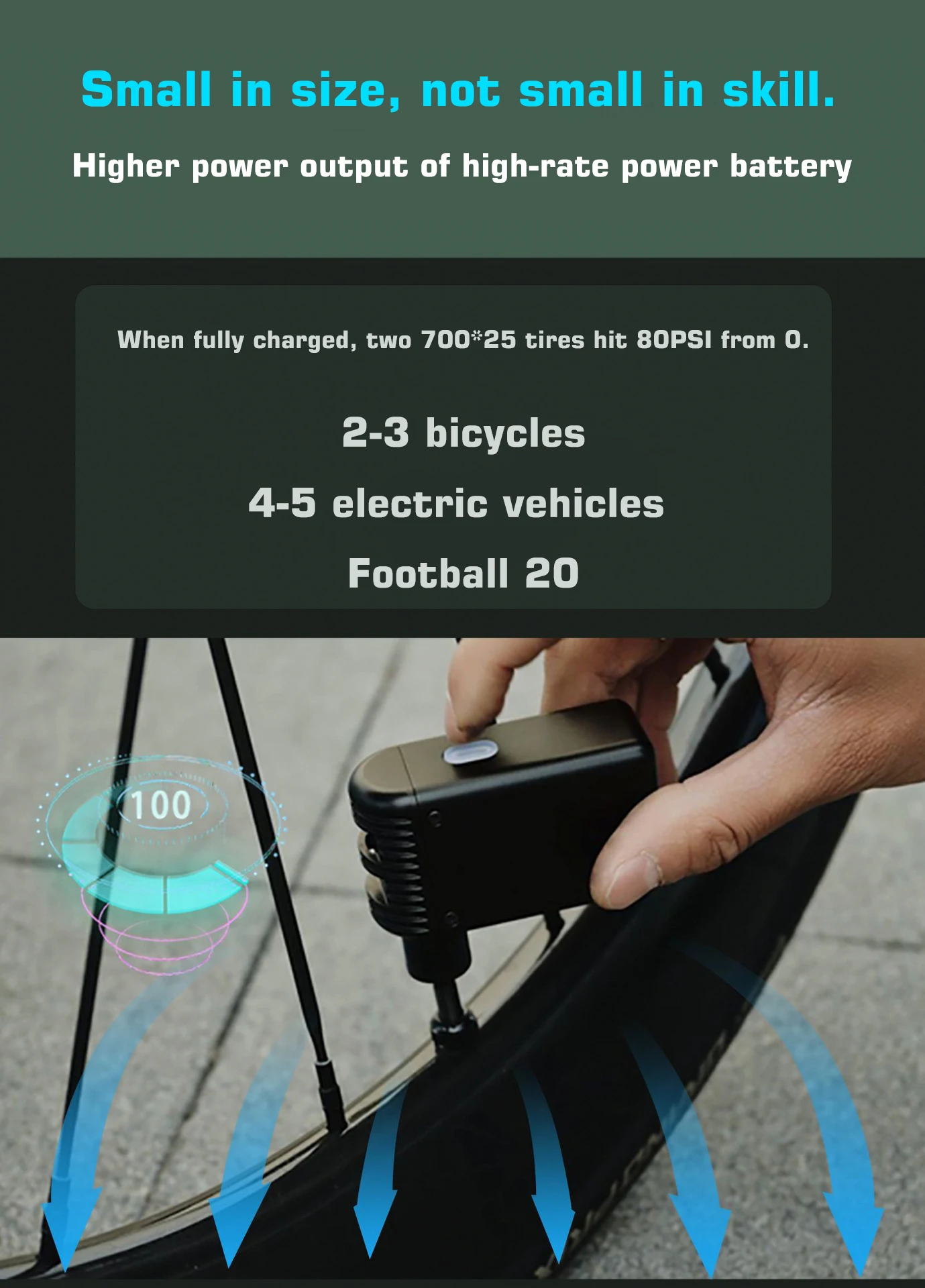 Air Bike Pump Mini Electric Inflator High-pressure Mini Pumps Automatic Electric Mini Bicycle ...