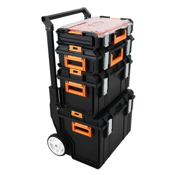 Vertak Plastic Stackable Rolling Tool Box With Wheels Waterproof Mobile ...