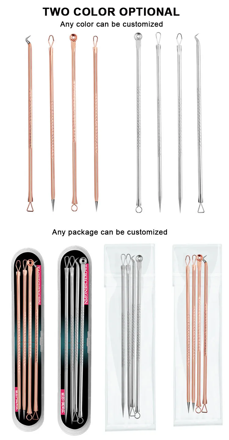 Stainless Steel 4pcs Pimple Comedone Extractor Kit Acne Blackhead ...