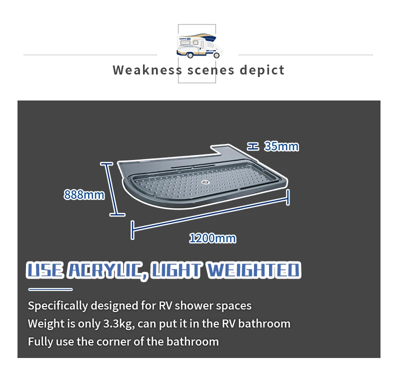 RV Caravan Motorhome Camping Van Shower Tray Bath Floor YD005