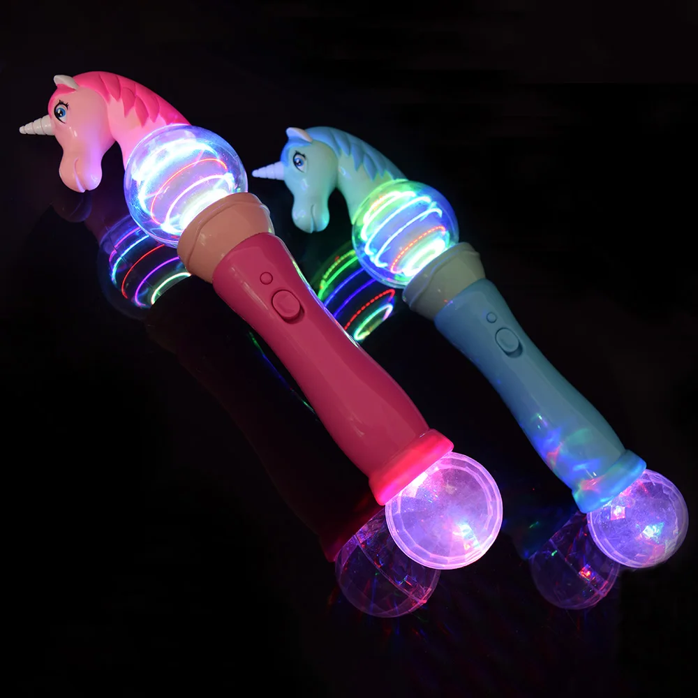 Double Ball Magic Spinning Wand Light-Up Unicorn Fairy Stick for ...