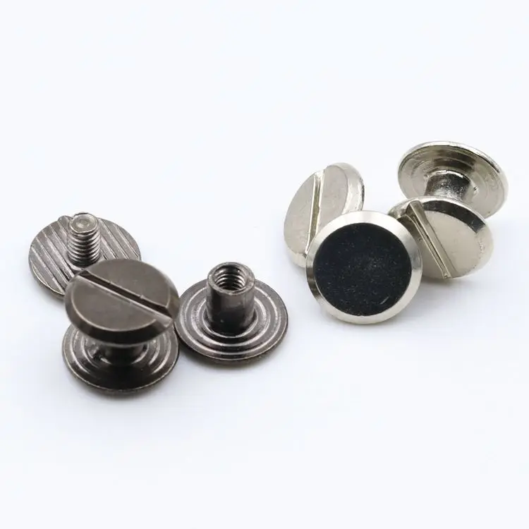Custom Solid Brass Handbag Hardware Flat Slot Male Female Thread Post ...