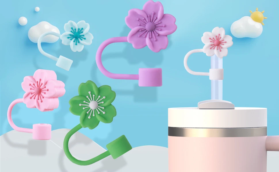 Cherry Blossom Straw Covers - Dust-Proof Protectors